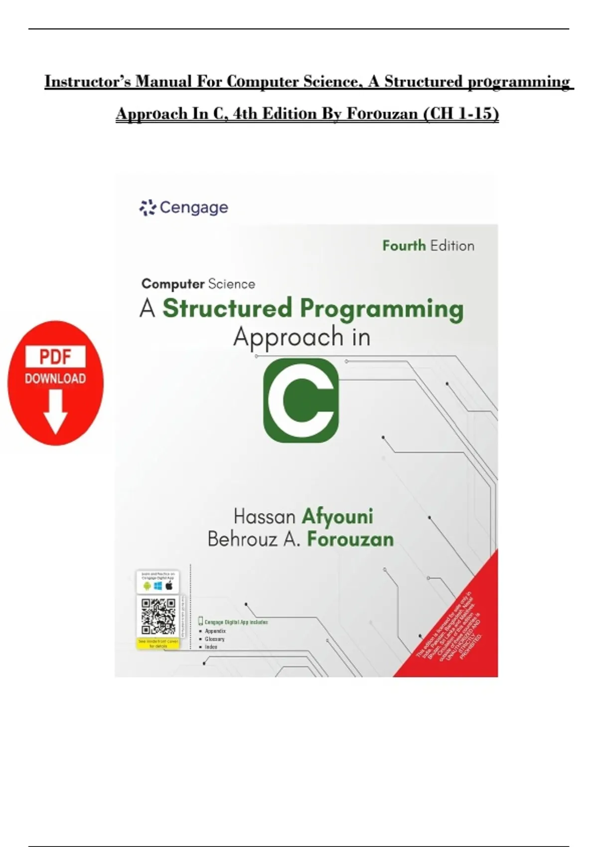 Instructor’s Manual for Computer Science: A Structured Programming ...