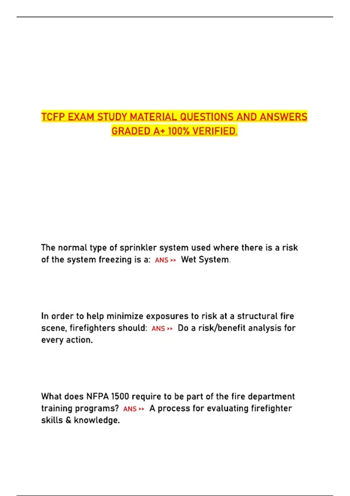 TCFP Exam Study Material – Questions and Answers | 100% Verified A+ ...