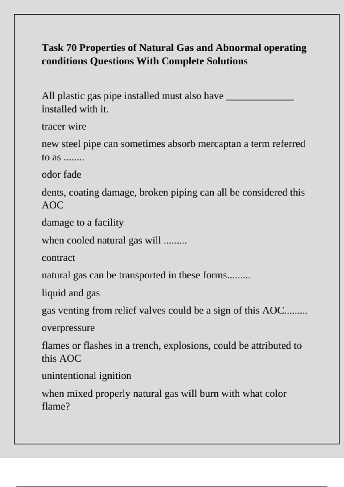Task 70 Properties of Natural Gas and Abnormal operating conditions ...