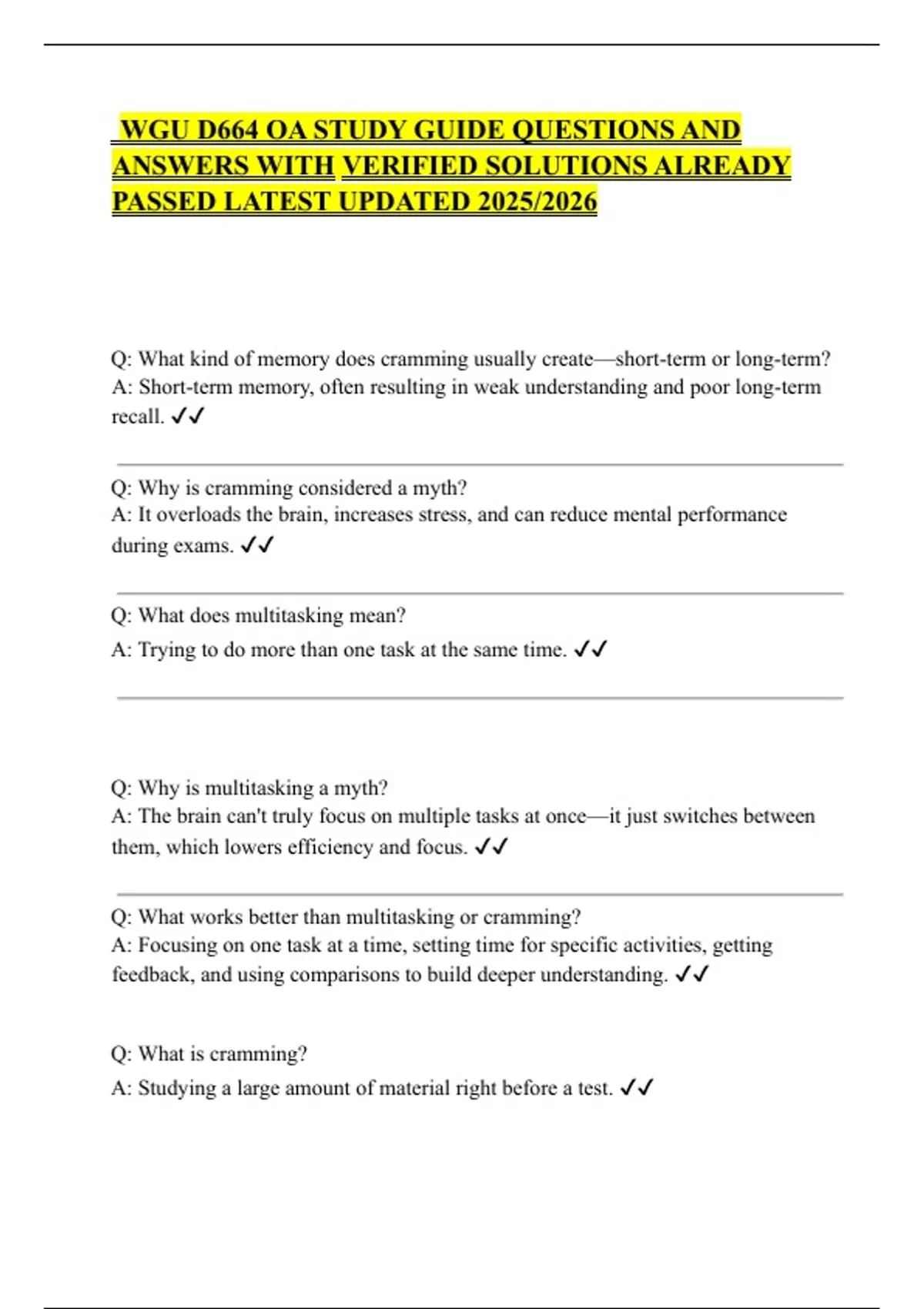 WGU D664 OA STUDY GUIDE QUESTIONS AND ANSWERS WITH VERIFIED SOLUTIONS ...