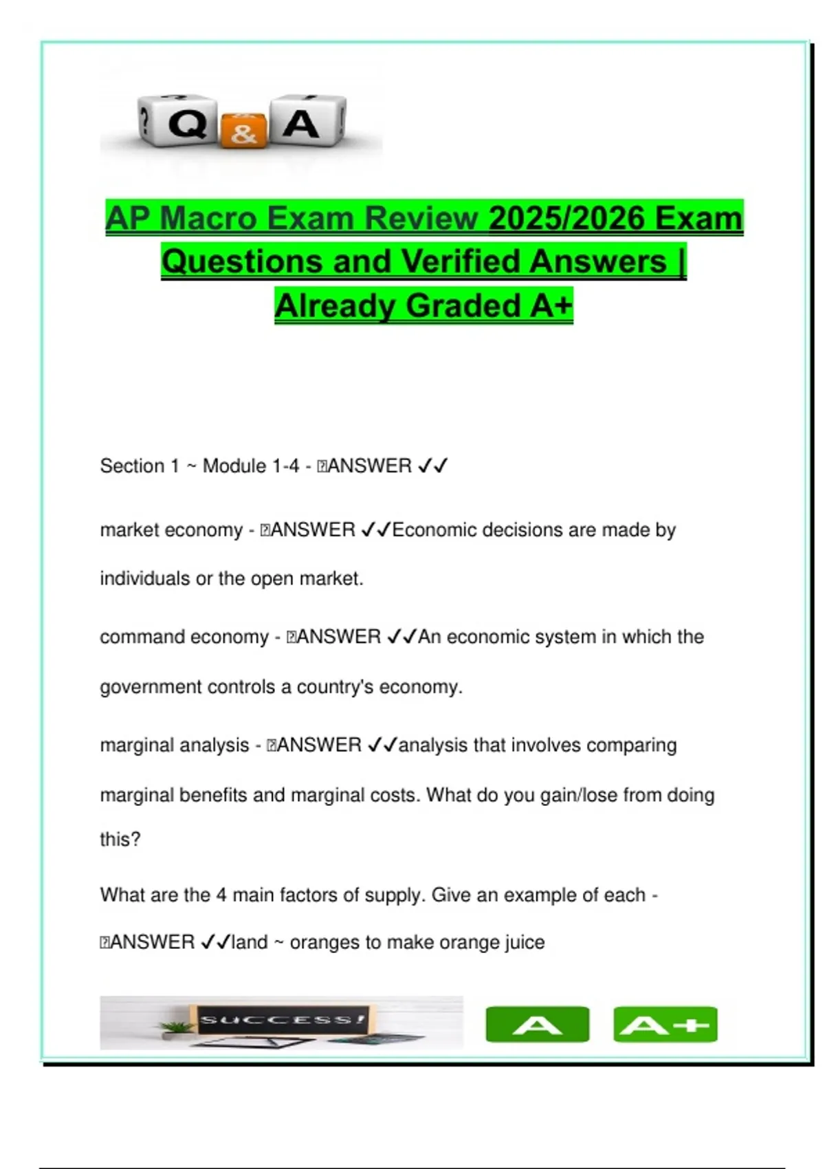 AP Macroeconomics Review (2025/2026), 120+ Questions with Answers – GDP ...