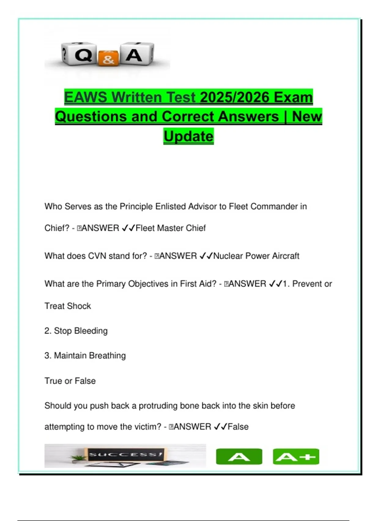 EAWS Written Test 2025/2026 | 150+ Questions & Answers | Naval Warfare ...