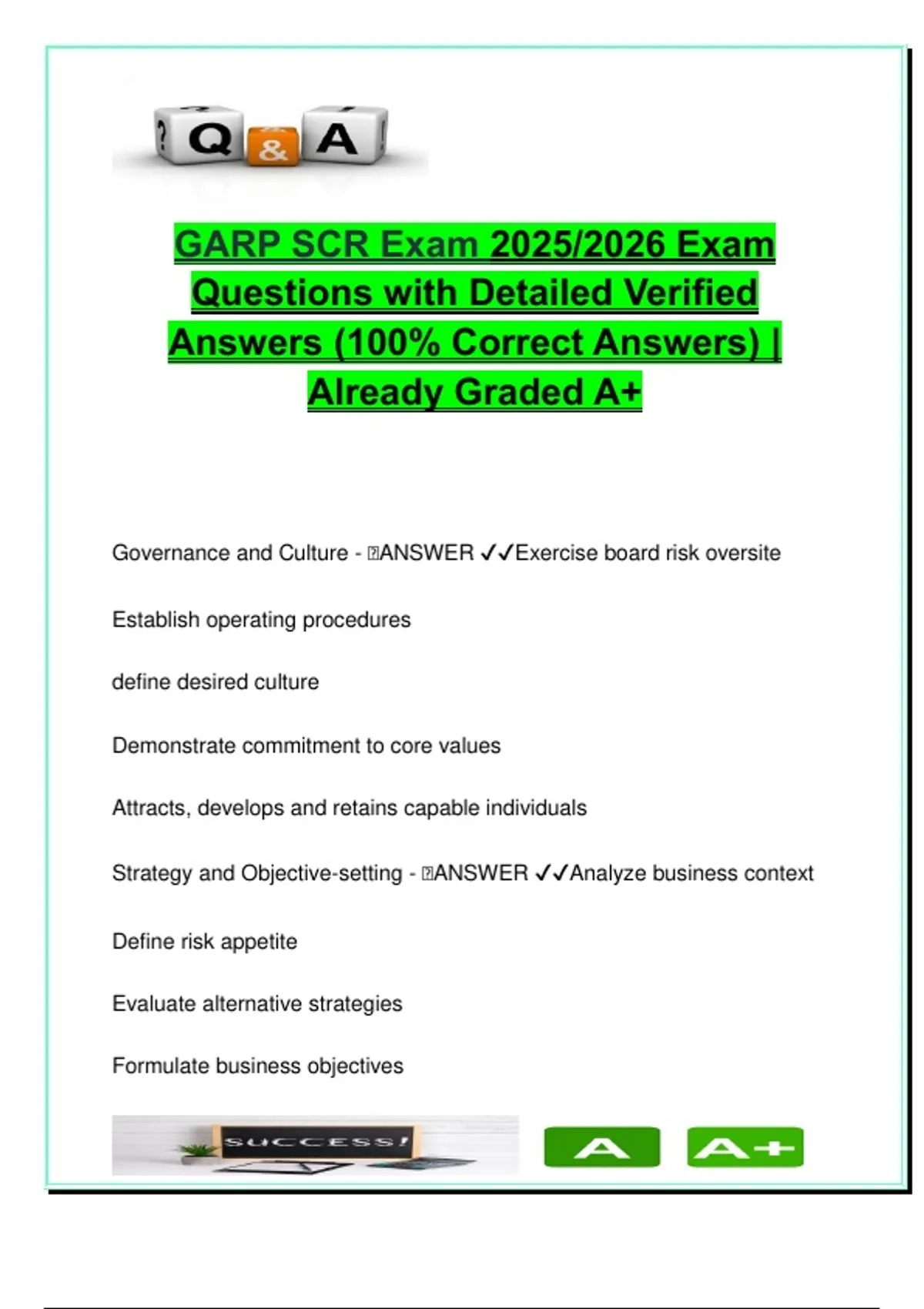 GARP SCR – Full Exam Set (2025/2026) | 100+ Questions | ESG, Green ...