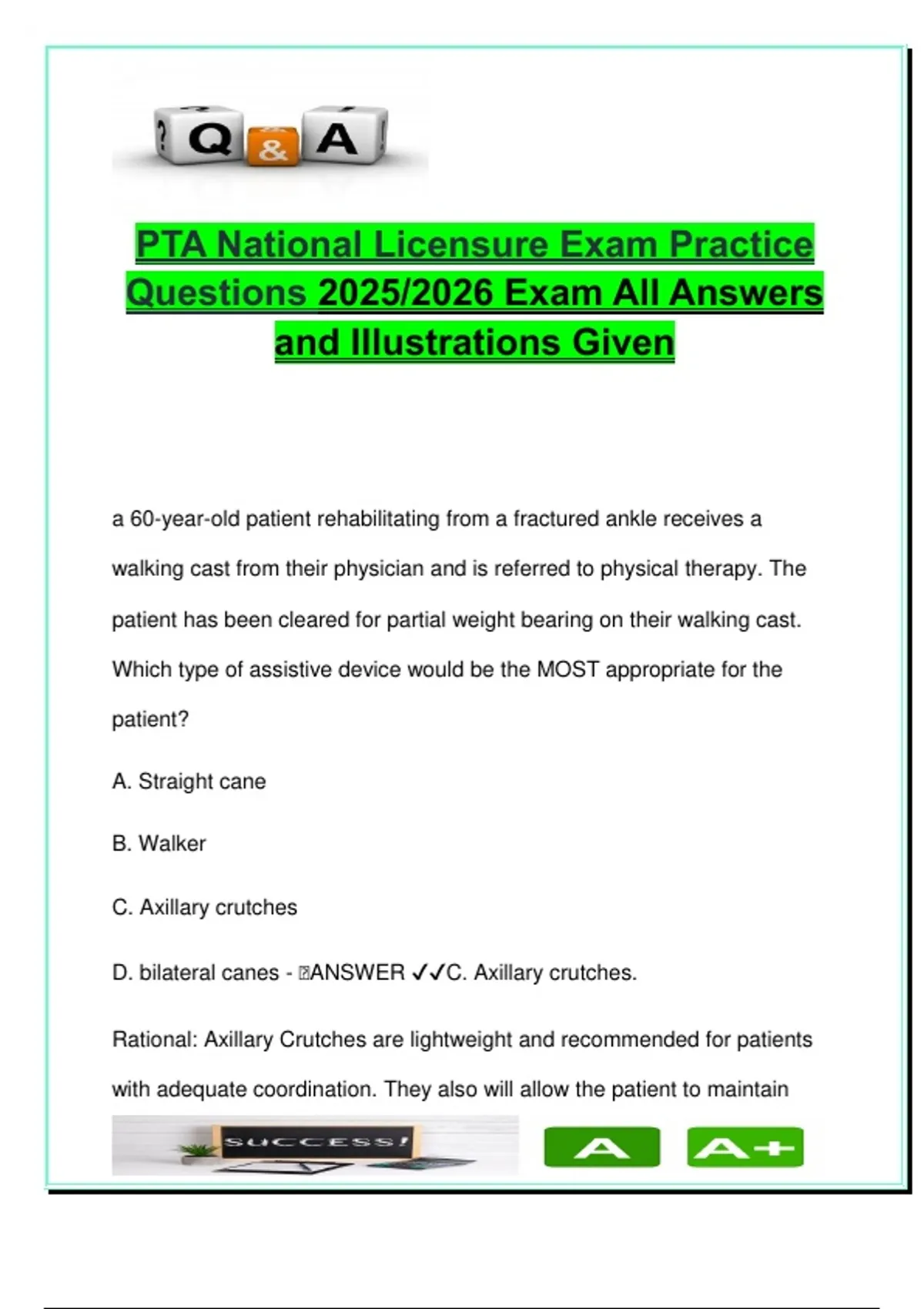 PTA National Licensure Exam 2025/2026 | 100+ Practice Questions with ...
