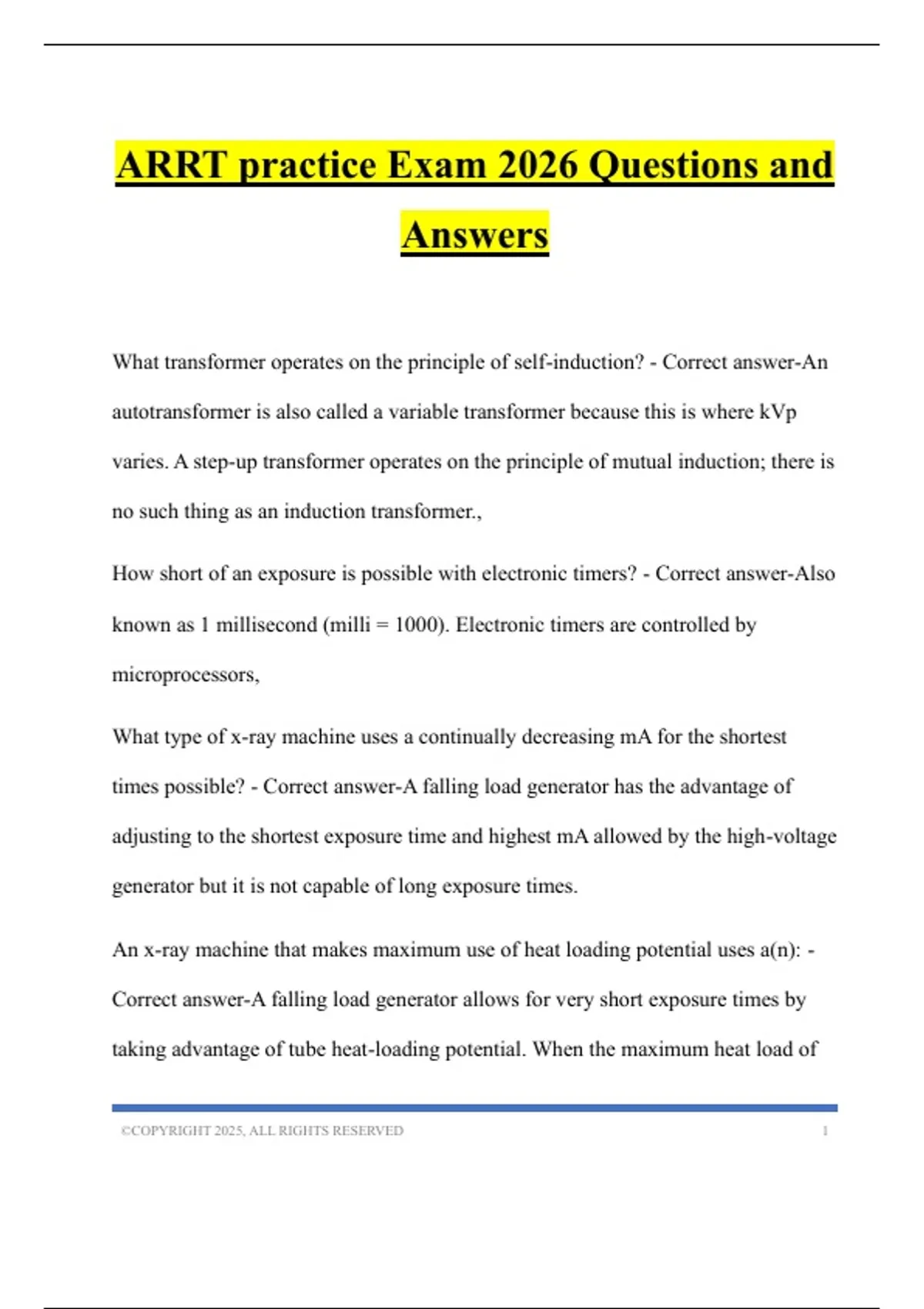 ARRT practice Exam 2026 Questions and Answers - ARRT - Stuvia US