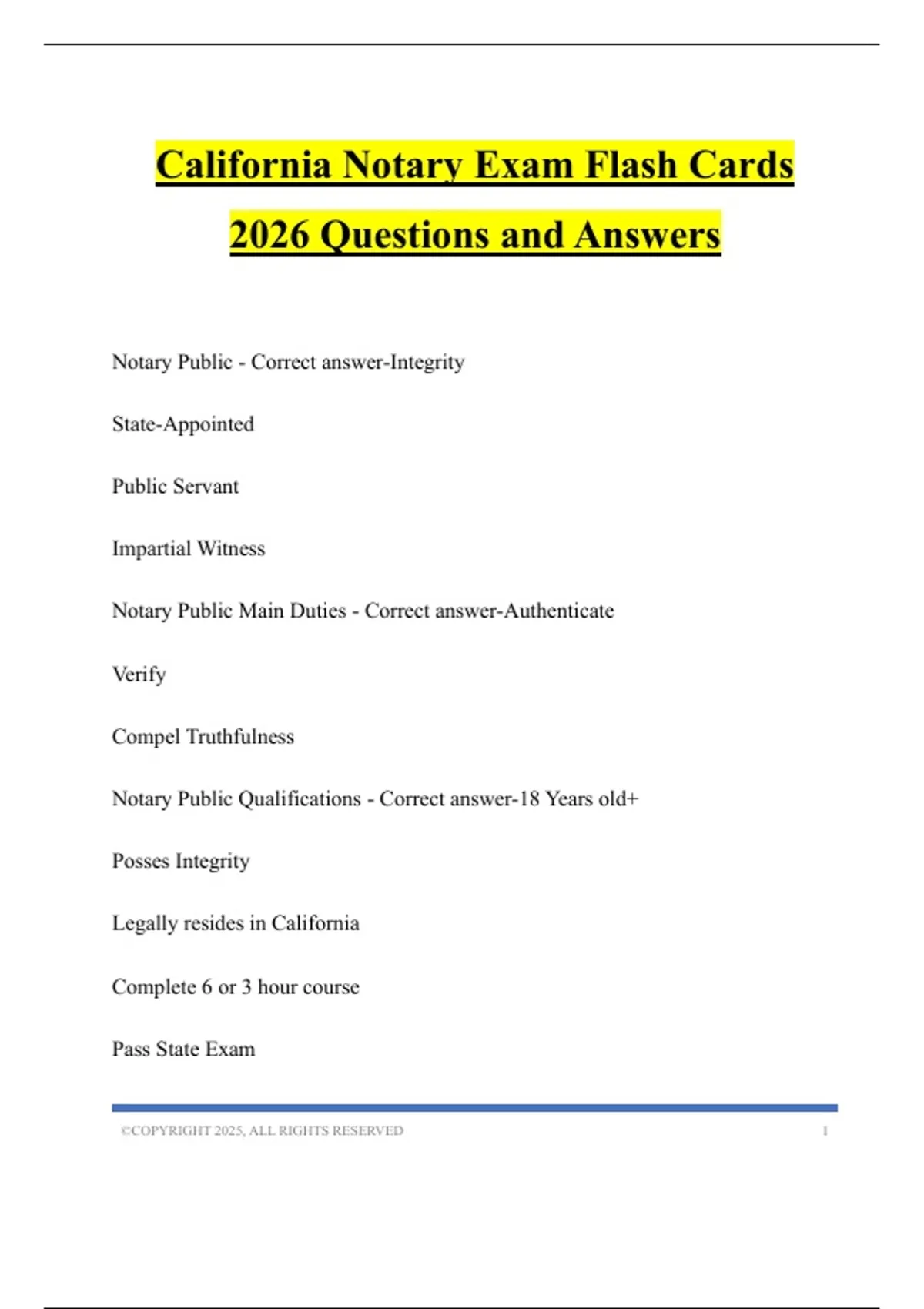 California Notary Exam Flash Cards 2026 Questions and Answers ...