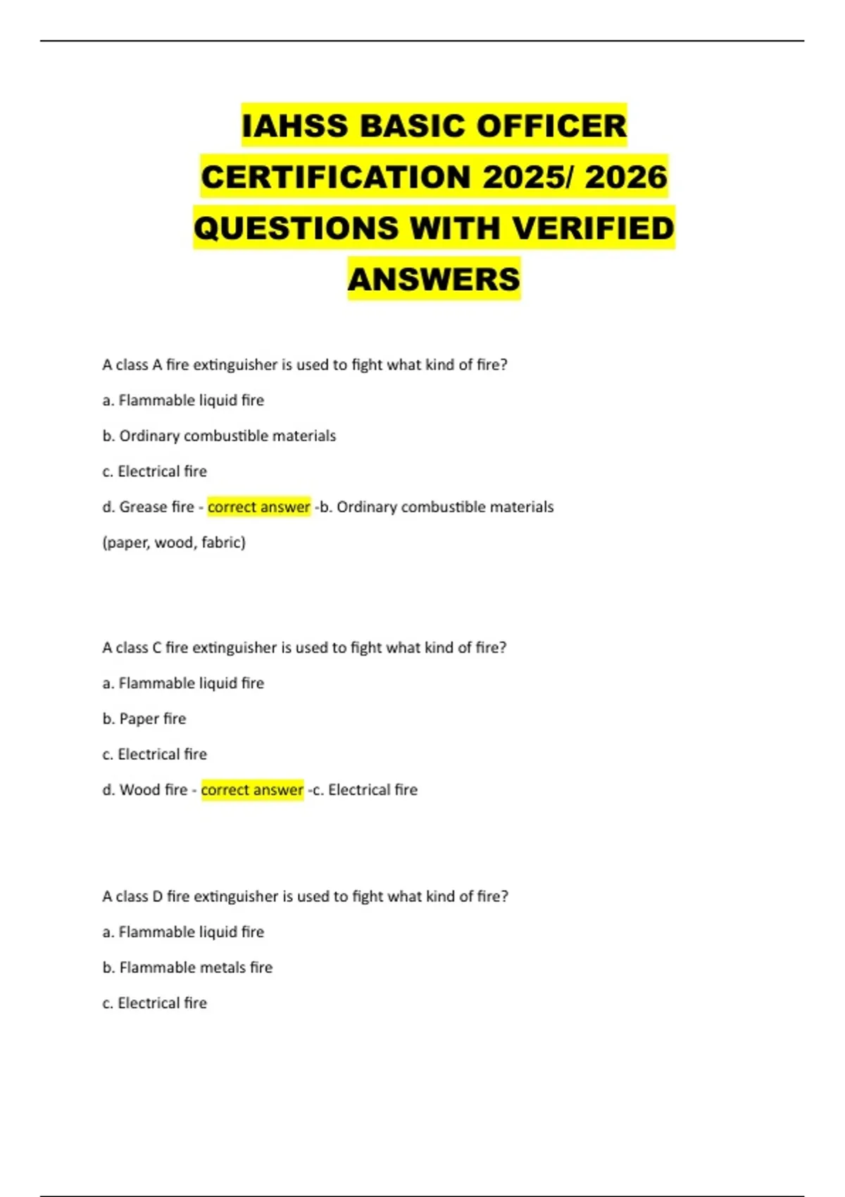 IAHSS BASIC OFFICER CERTIFICATION 2025/ 2026 QUESTIONS WITH VERIFIED ...