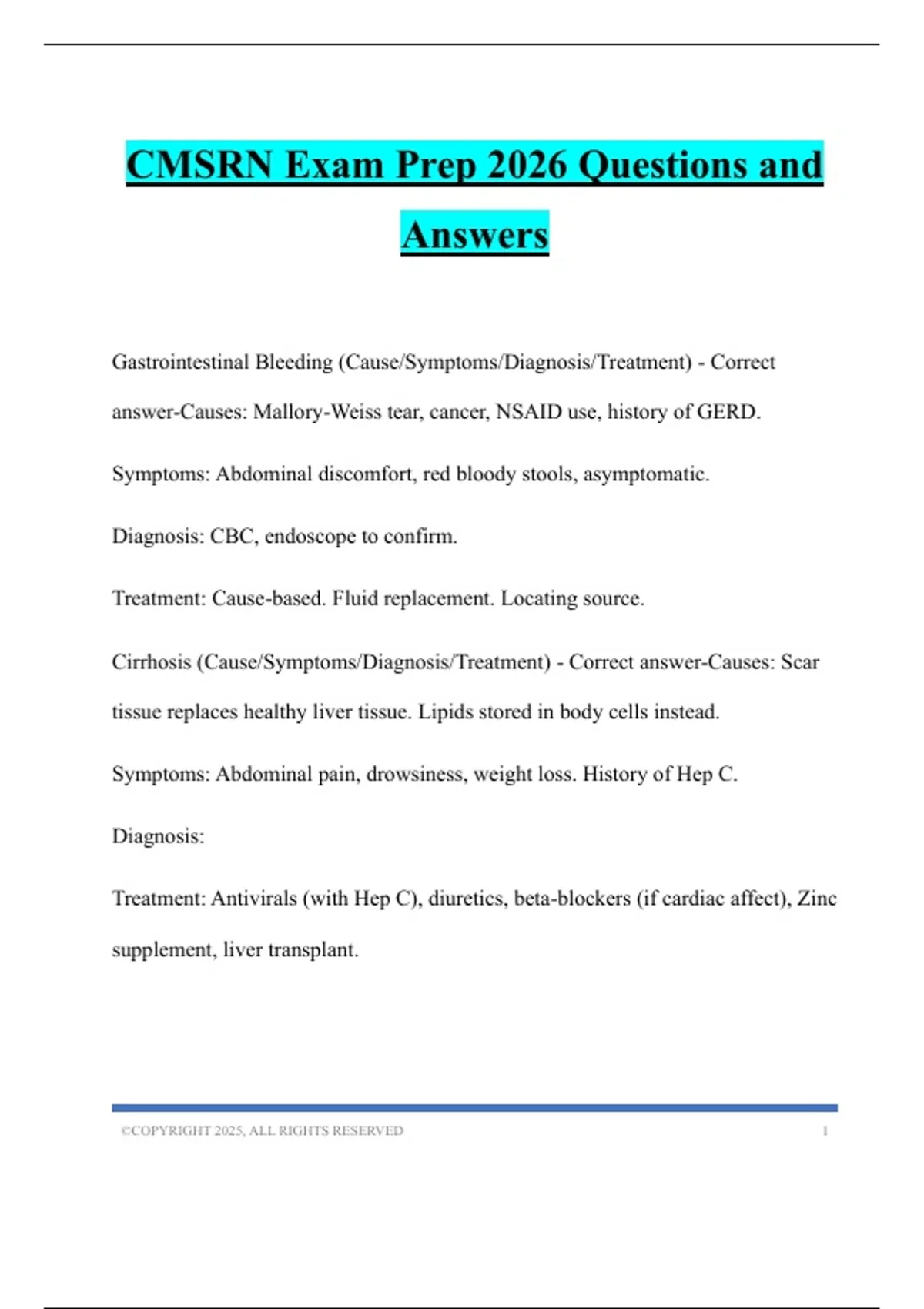 CMSRN Exam Prep 2026 Questions and Answers - CMSRN - Stuvia US