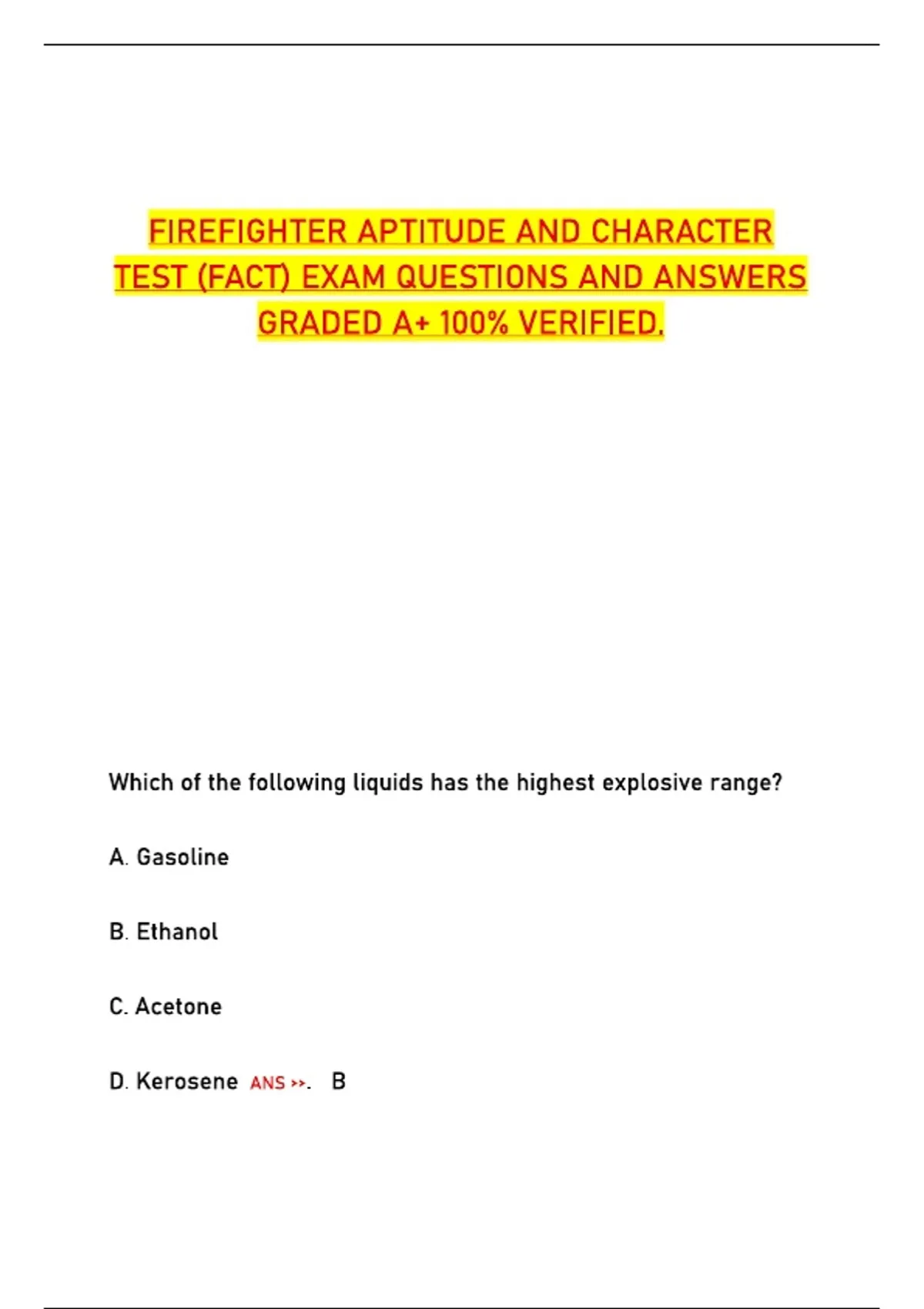 Firefighter Aptitude and Character Test (FACT) – Exam Questions and ...