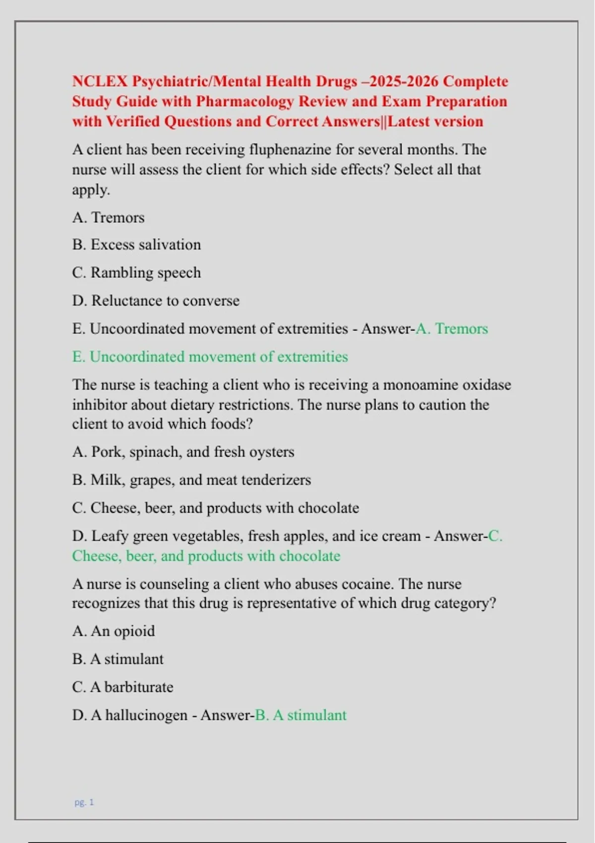 NCLEX Psychiatric/Mental Health Drugs – Complete Study Guide with ...