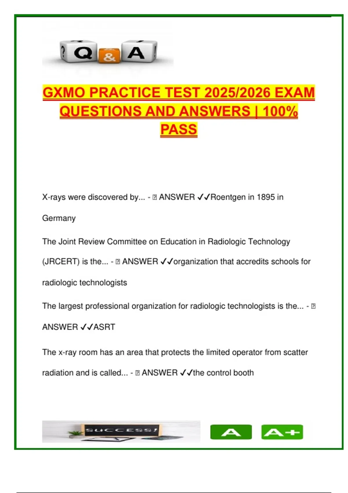 GXMO Practice Test (100 Questions) – Radiologic Technology ...