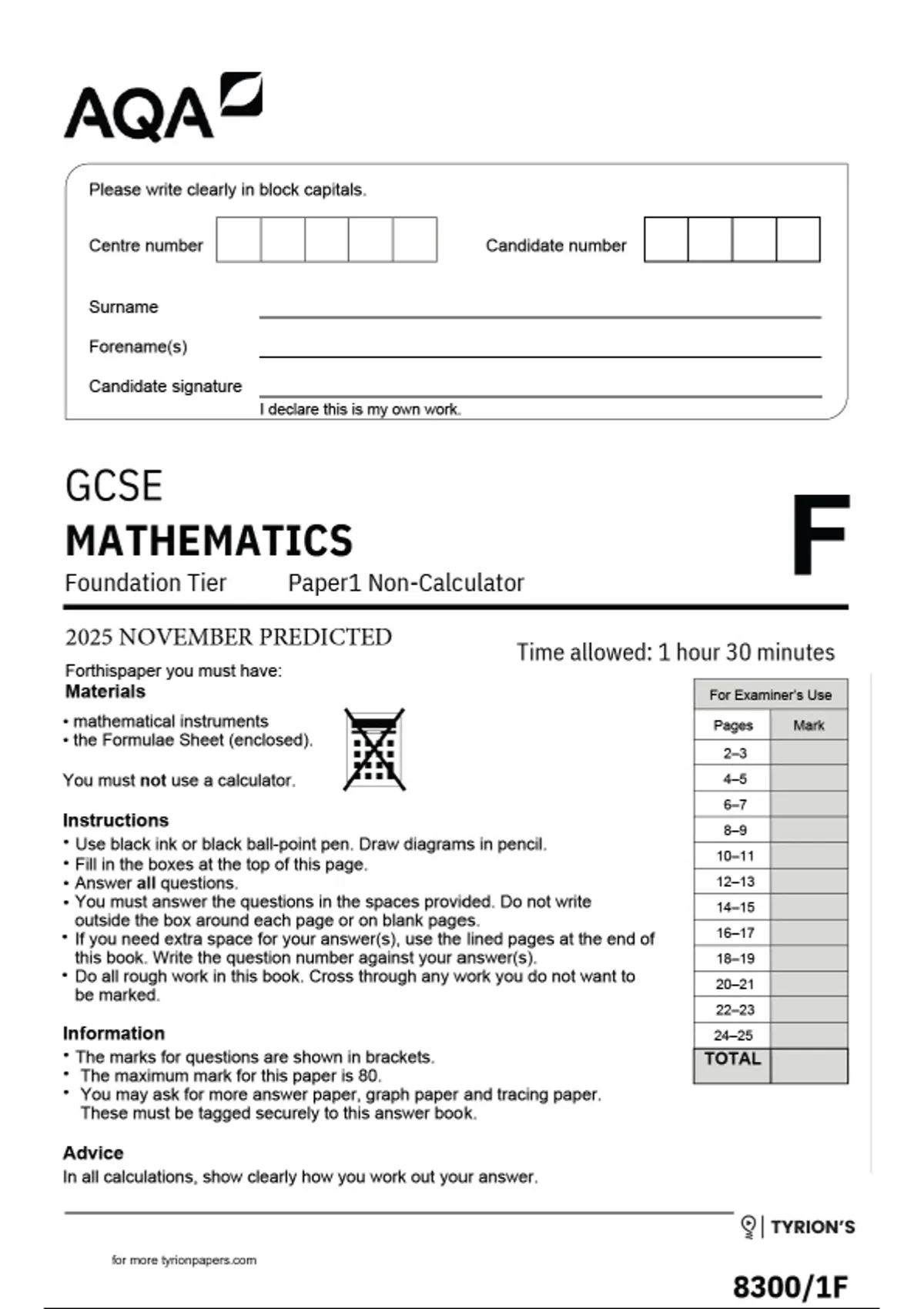 AQA GCSE Maths Foundation Paper 1 NOVEMBER RESITS PREDICTED - Maths ...