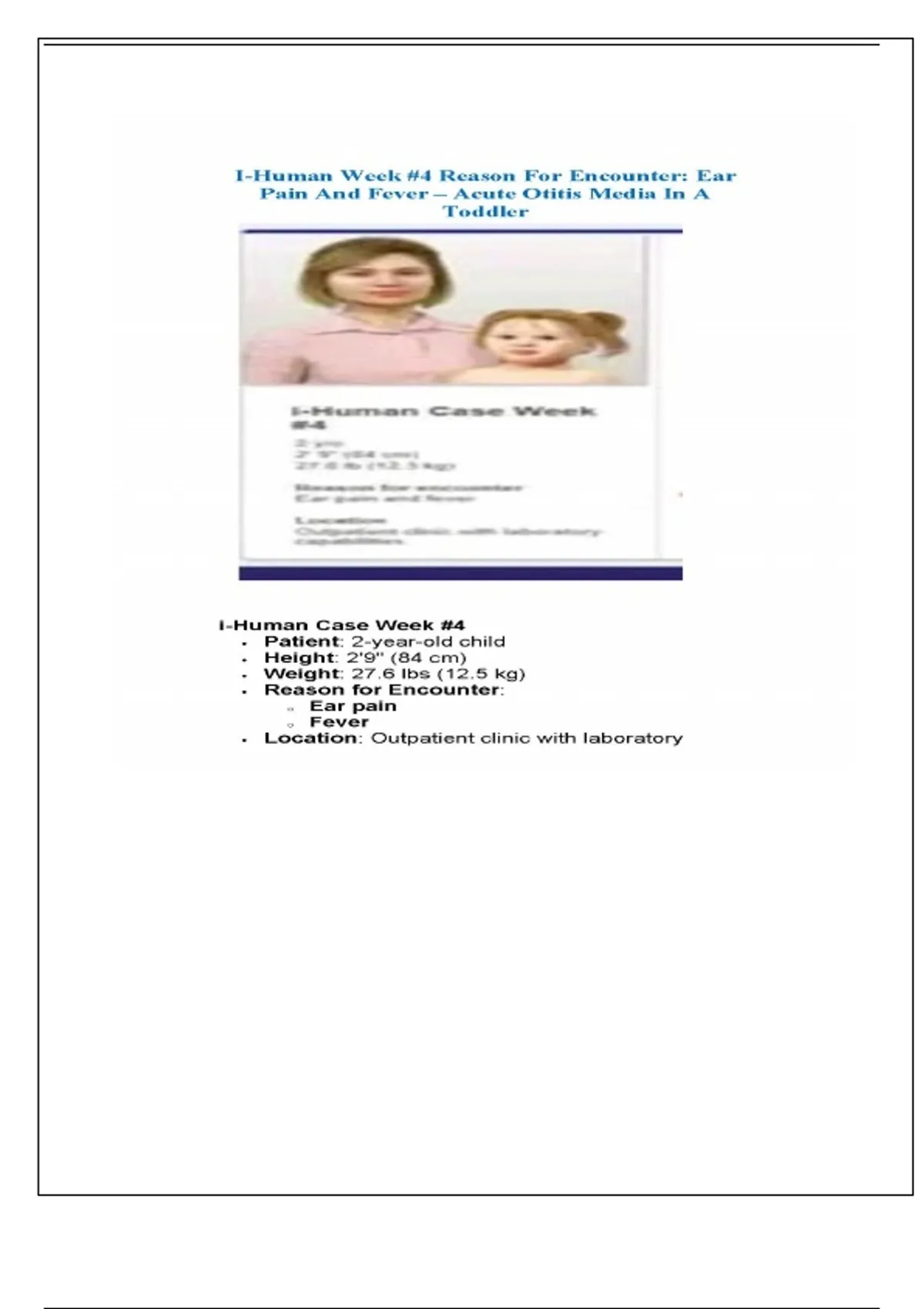 i-Human Week 4: Acute Otitis Media in a Toddler (Ear Pain and Fever ...