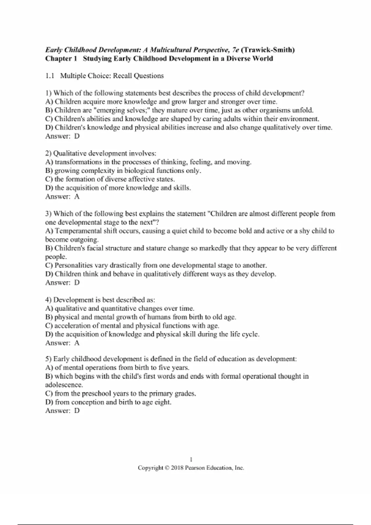 Test Bank — Early Childhood Development: A Multicultural Perspective ...