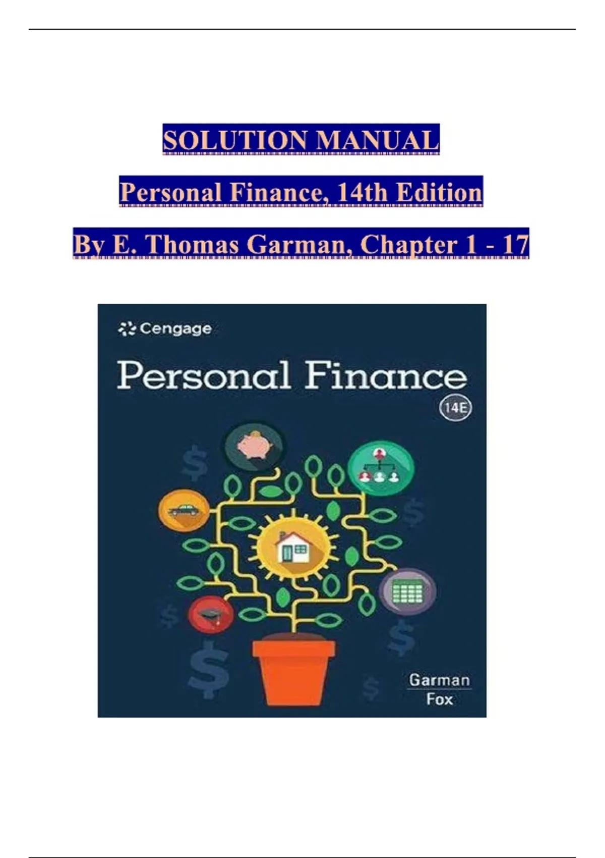 Garman/Fox's Personal Finance, 14th Edition Solution and Answer Guide ...