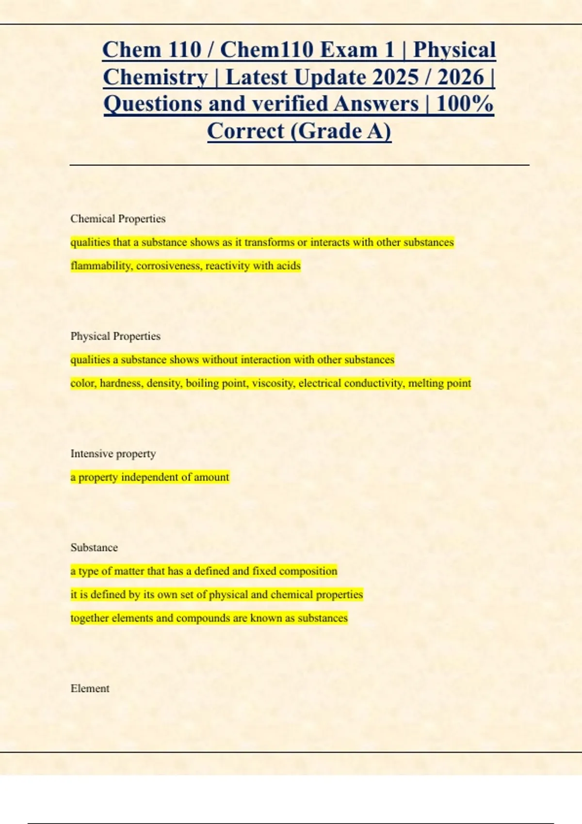 Chem 110 / Chem110 Exam 1 | Physical Chemistry | Latest Update 2025 / ...