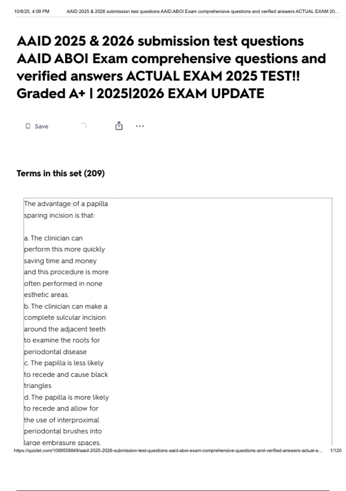 AAID 2025 & 2026 submission test questions AAID ABOI Exam comprehensive ...