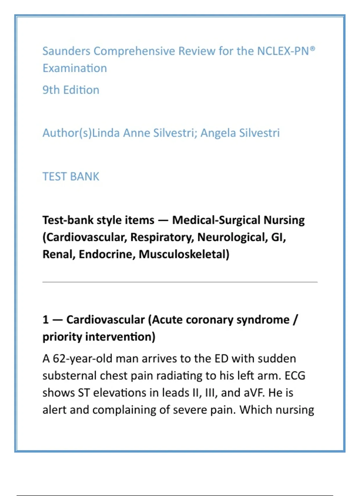 Saunders Comprehensive Review for the NCLEX-RN (Latest Edition) — 250 ...