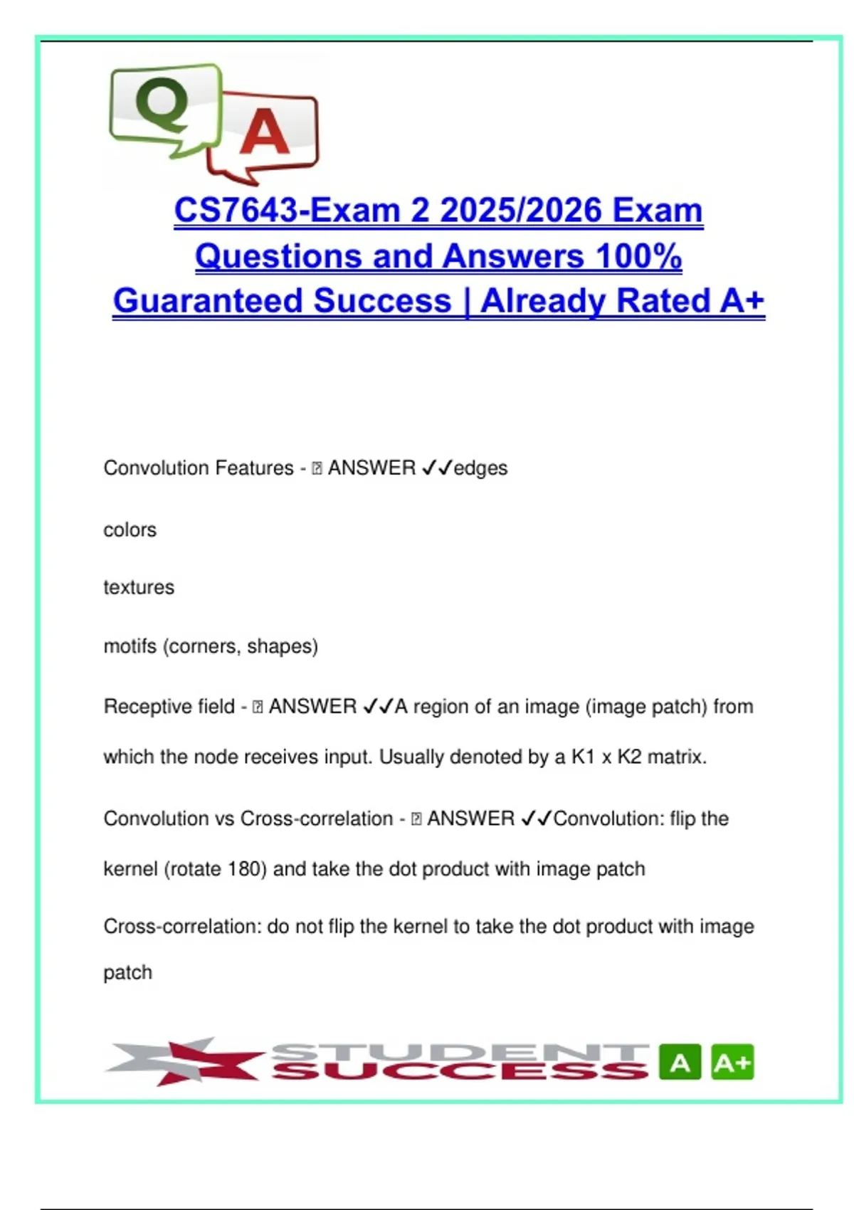 Deep Learning Exam Prep (100+ Questions) – CS 7643, CNNs, Transfer ...