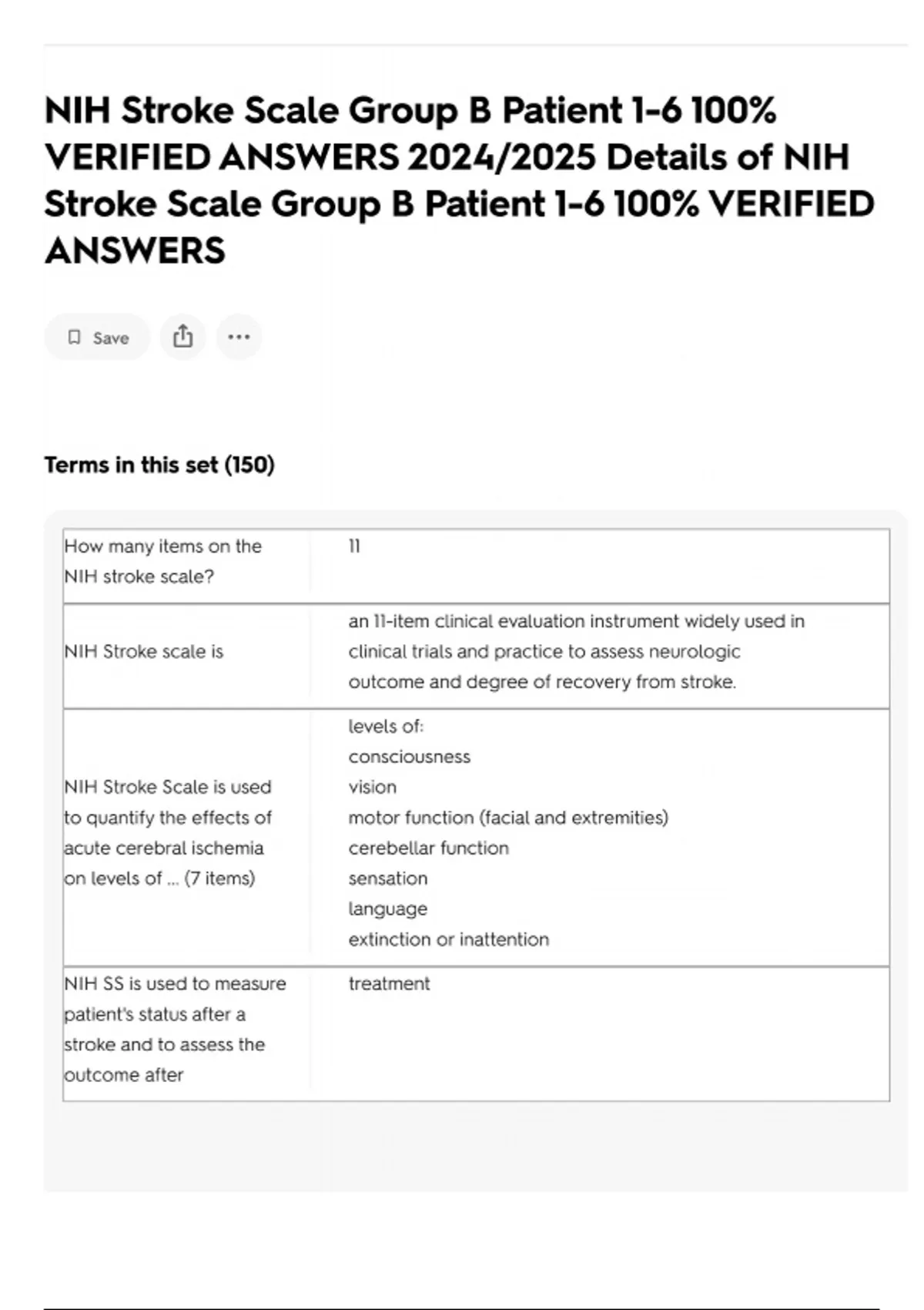 NIH Stroke Scale Group B Patient 1-6 100% VERIFIED ANSWERS 2024/2025 ...