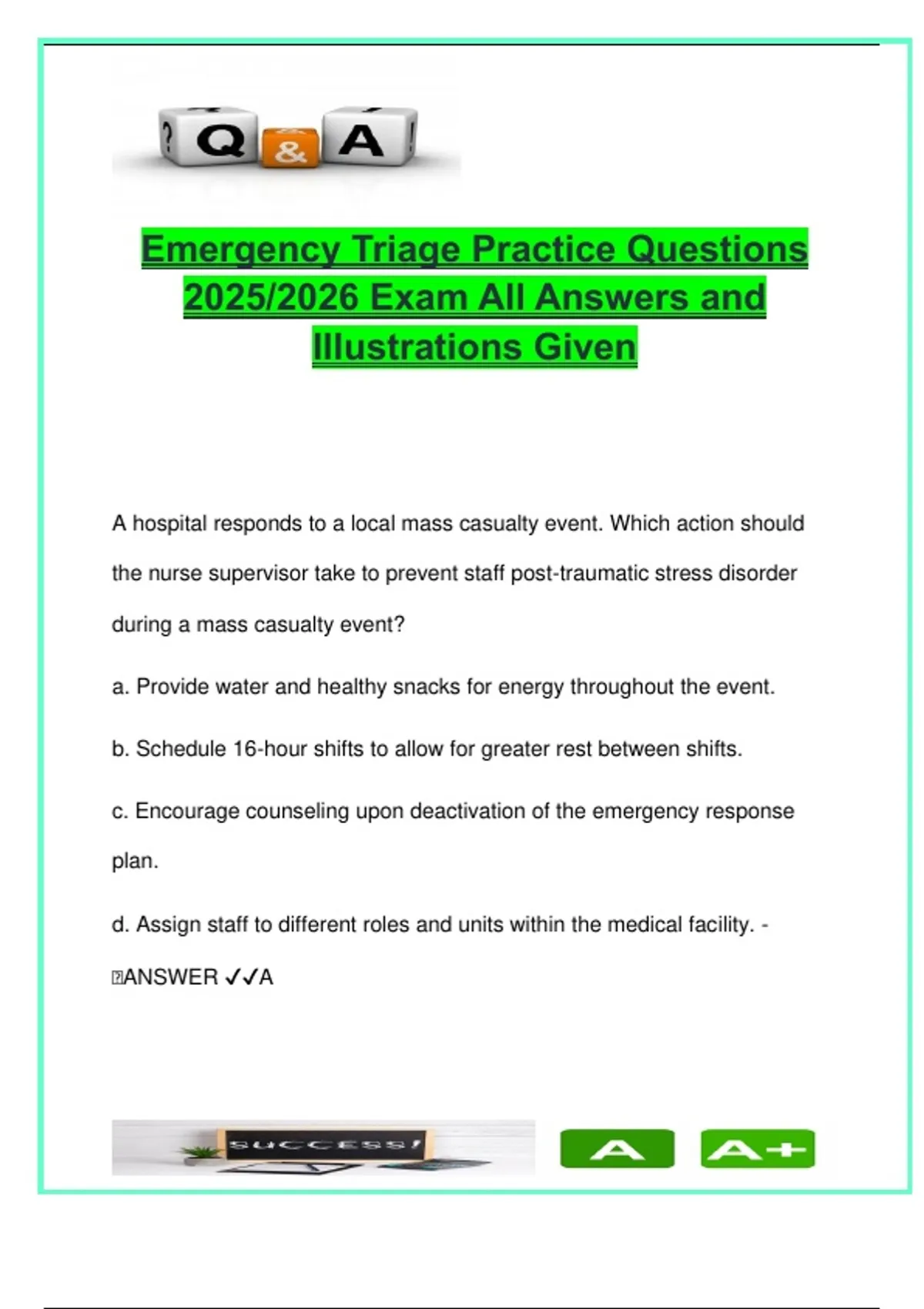 Emergency Triage Practice Questions (73 Questions) | Disaster Nursing ...