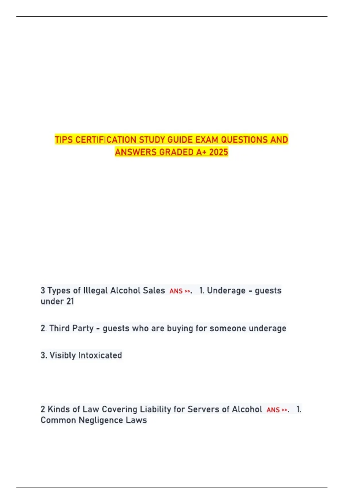 TIPS Certification Study Guide – Exam Questions and Answers | 2025 A+ ...