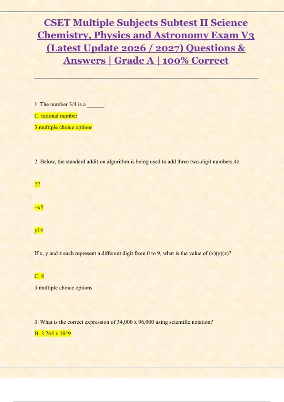 CSET Multiple Subjects Subtest II Science Chemistry, Physics and ...