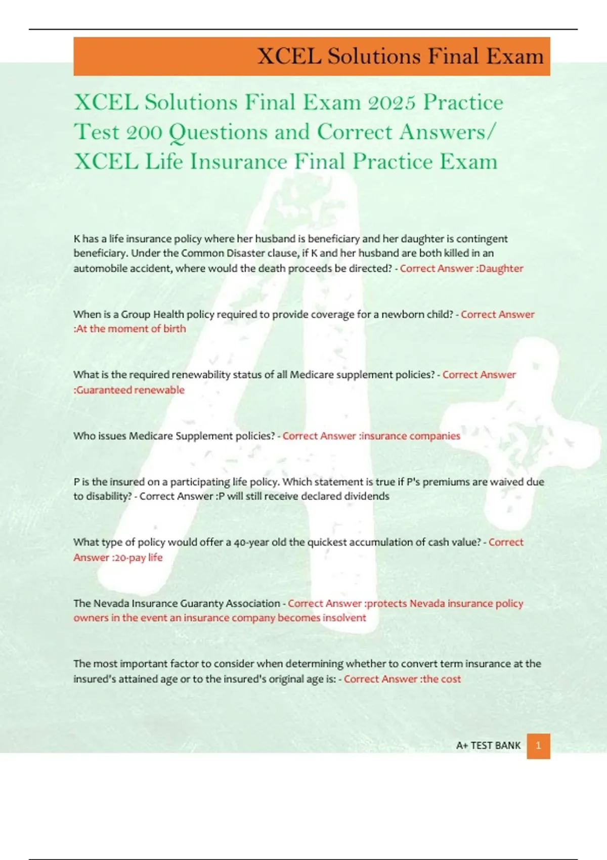 XCEL Solutions Final Exam 2025 Practice Test 200 Questions and Correct ...