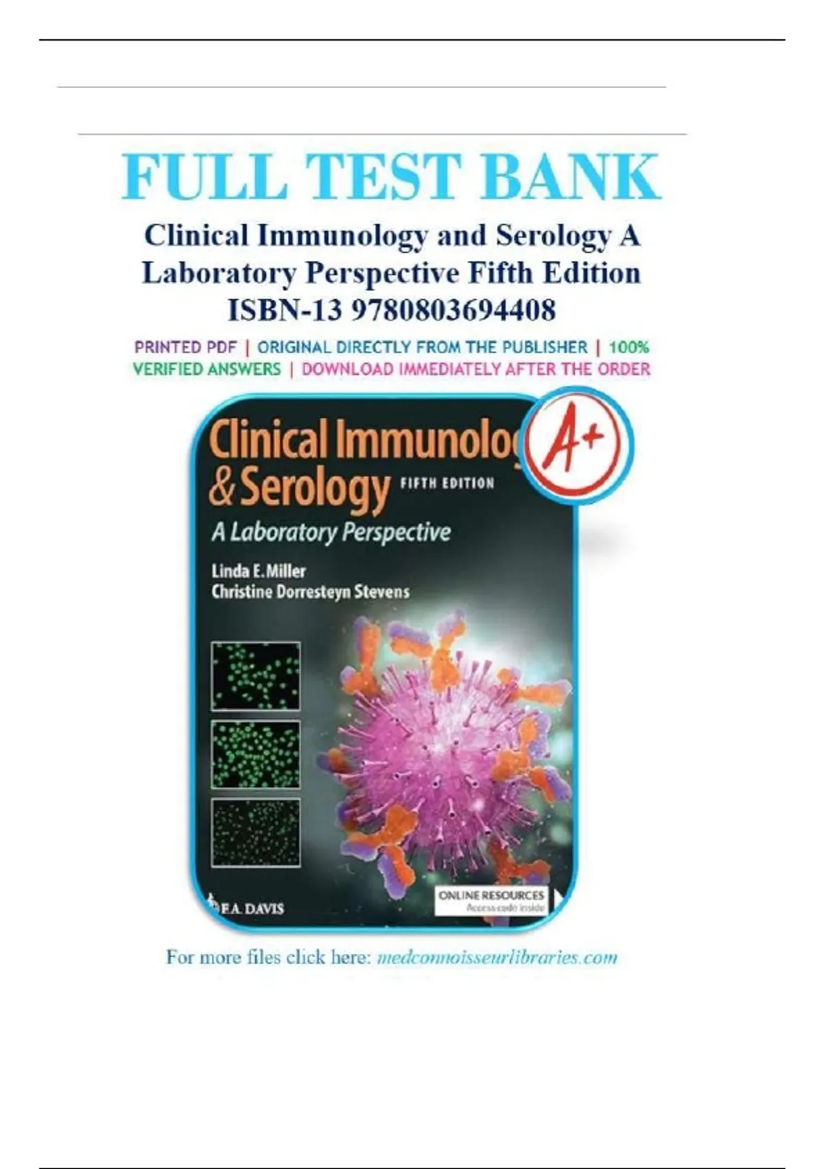 TEST BANK For Clinical Immunology & Serology A Laboratory Perspective ...