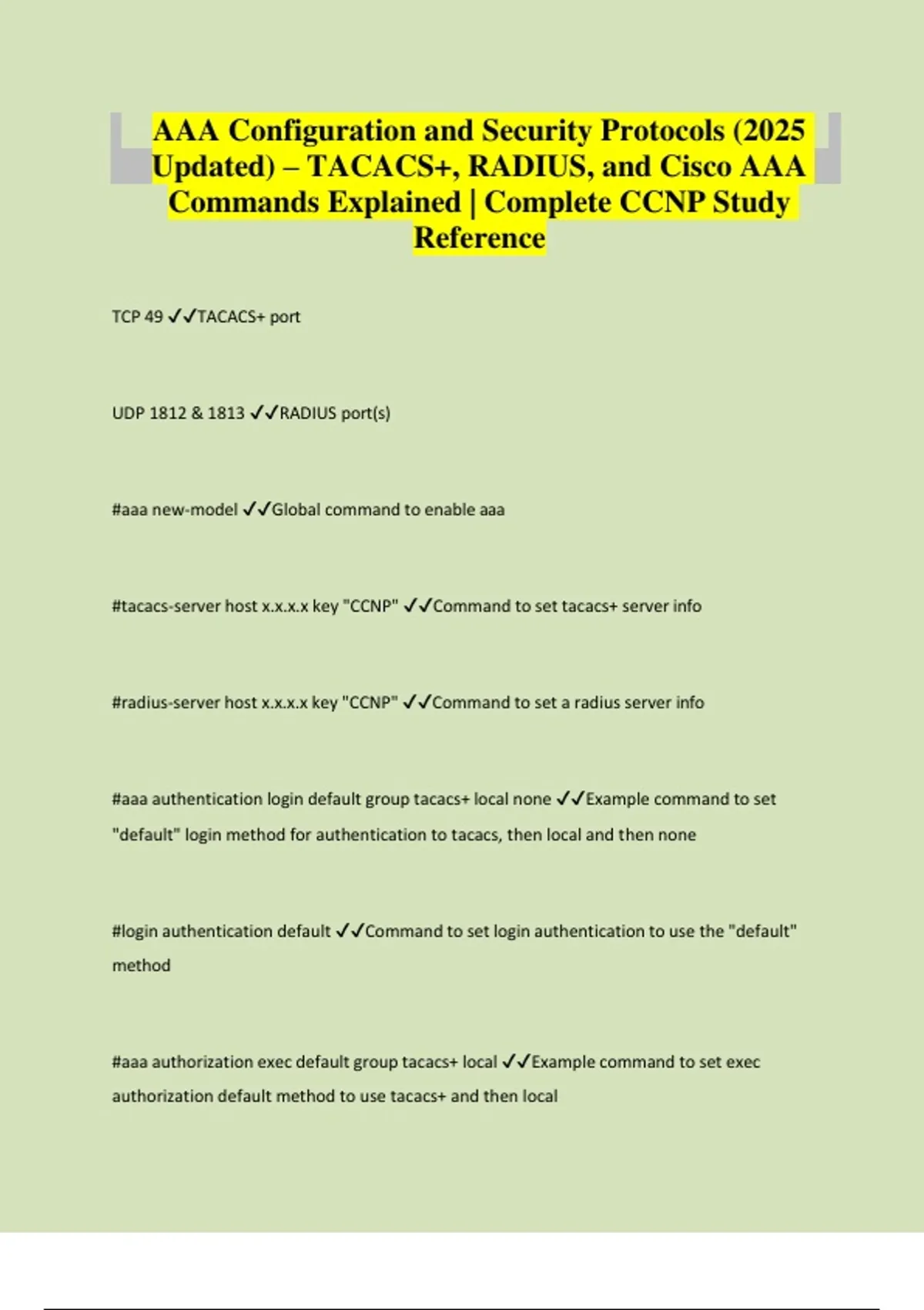 AAA Configuration and Security Protocols (2025 Updated) – TACACS+, RADIUS, and Cisco AAA ...