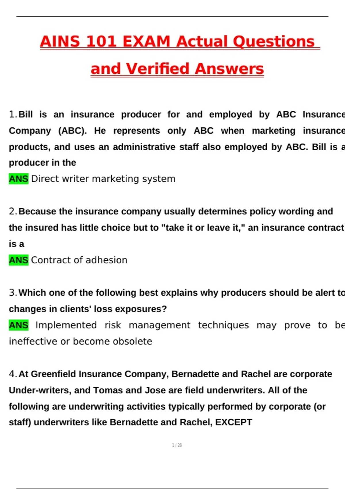AINS 101 Exam (Latest 2025 / 2026 Update) Questions and Verified ...