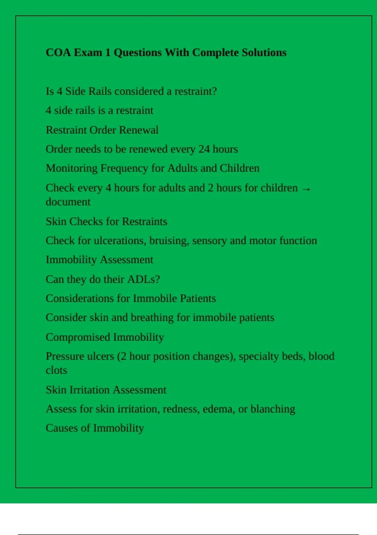 COA Exam 1 Questions With Complete Solutions - COA - Stuvia US