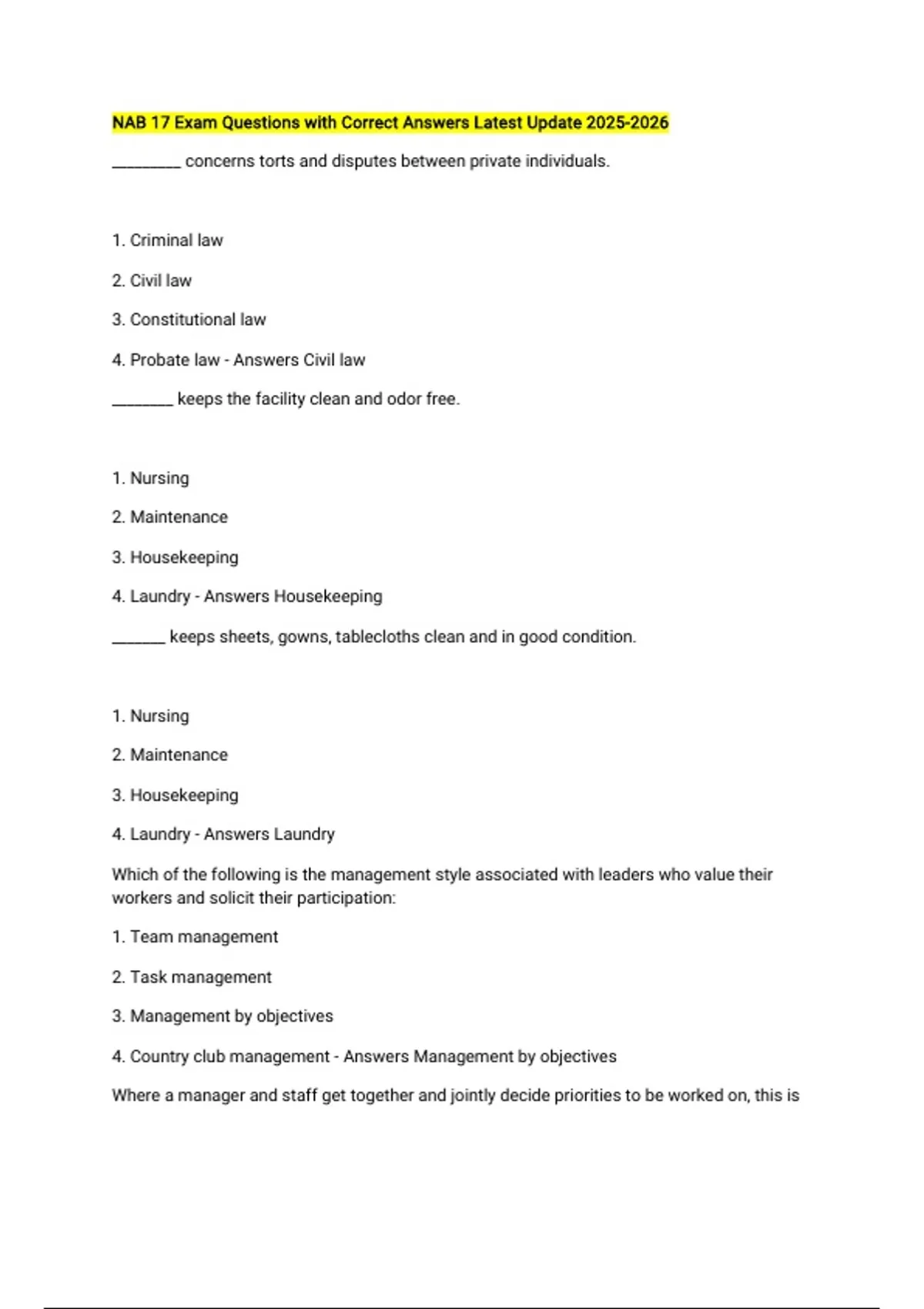 NAB 17 Exam Questions with Correct Answers Latest Update - NAB 17 ...