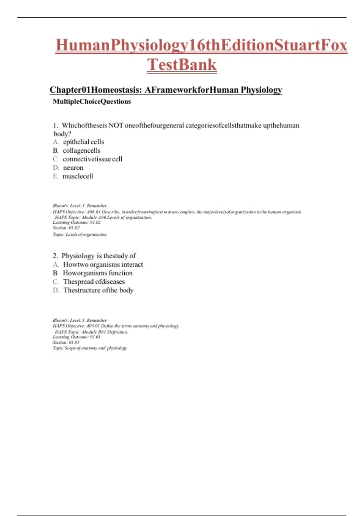 Title Human Physiology – 16th Edition by Stuart Ira Fox & Krista ...
