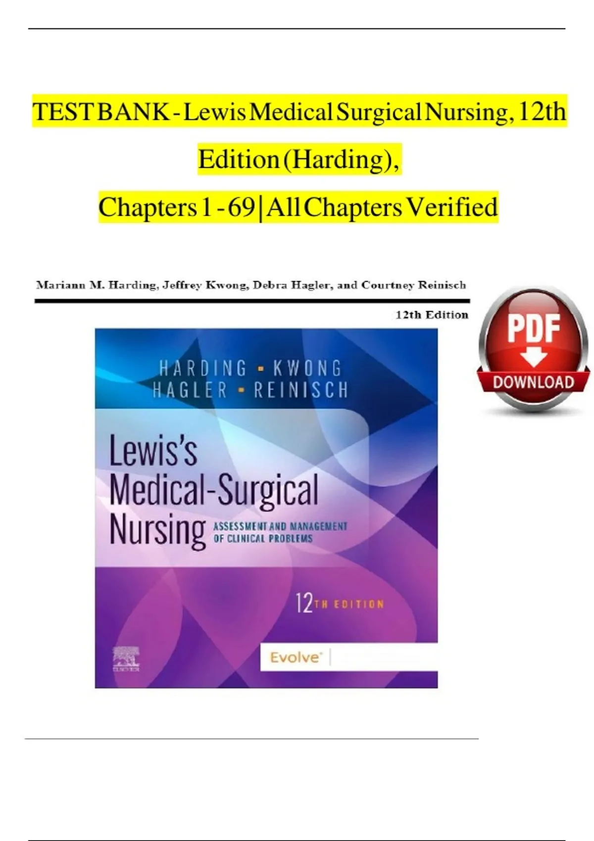 TEST BANK FOR Lewis's Medical-Surgical Nursing: Assessment and ...