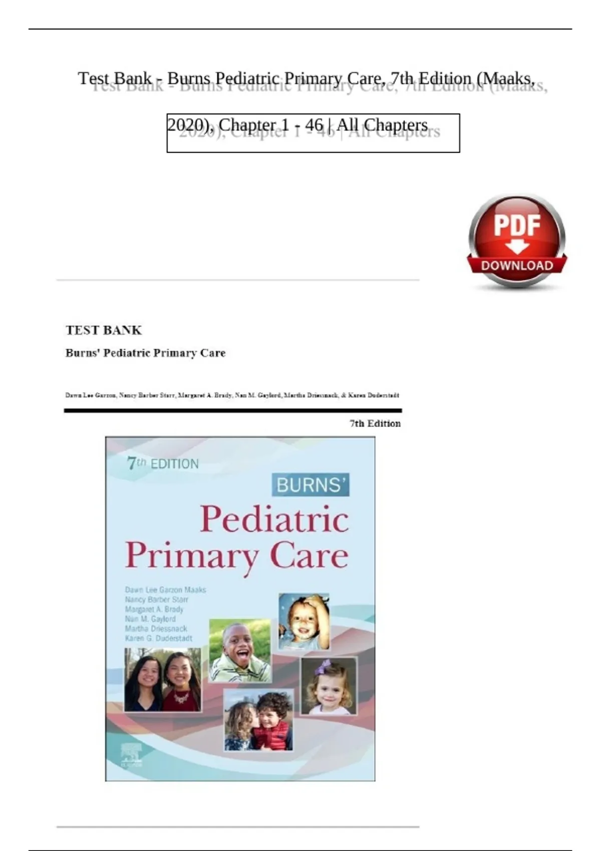 Burns' Pediatric Primary Care 7th Edition Test Bank – Garzon – ISBN ...