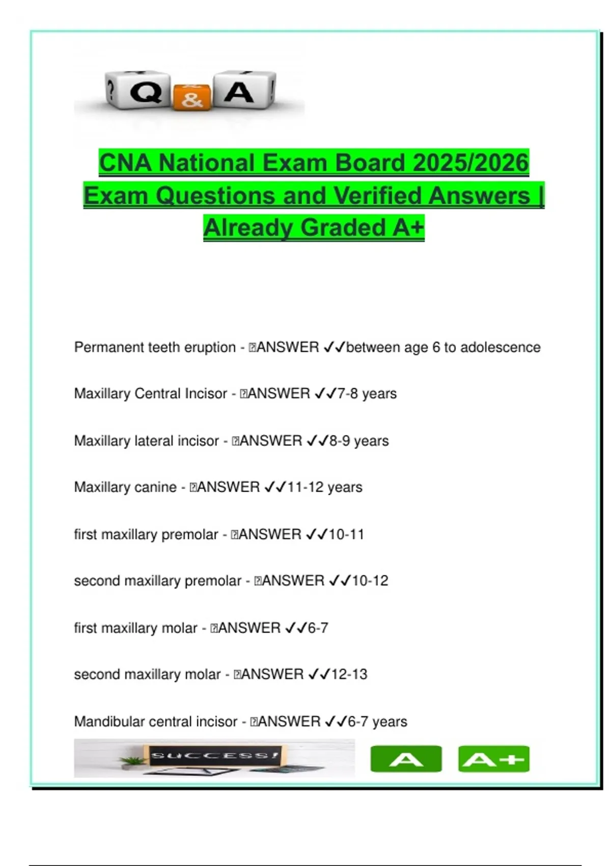 CNA National Exam 2025/2026 | 110 Solved Questions with Answers ...