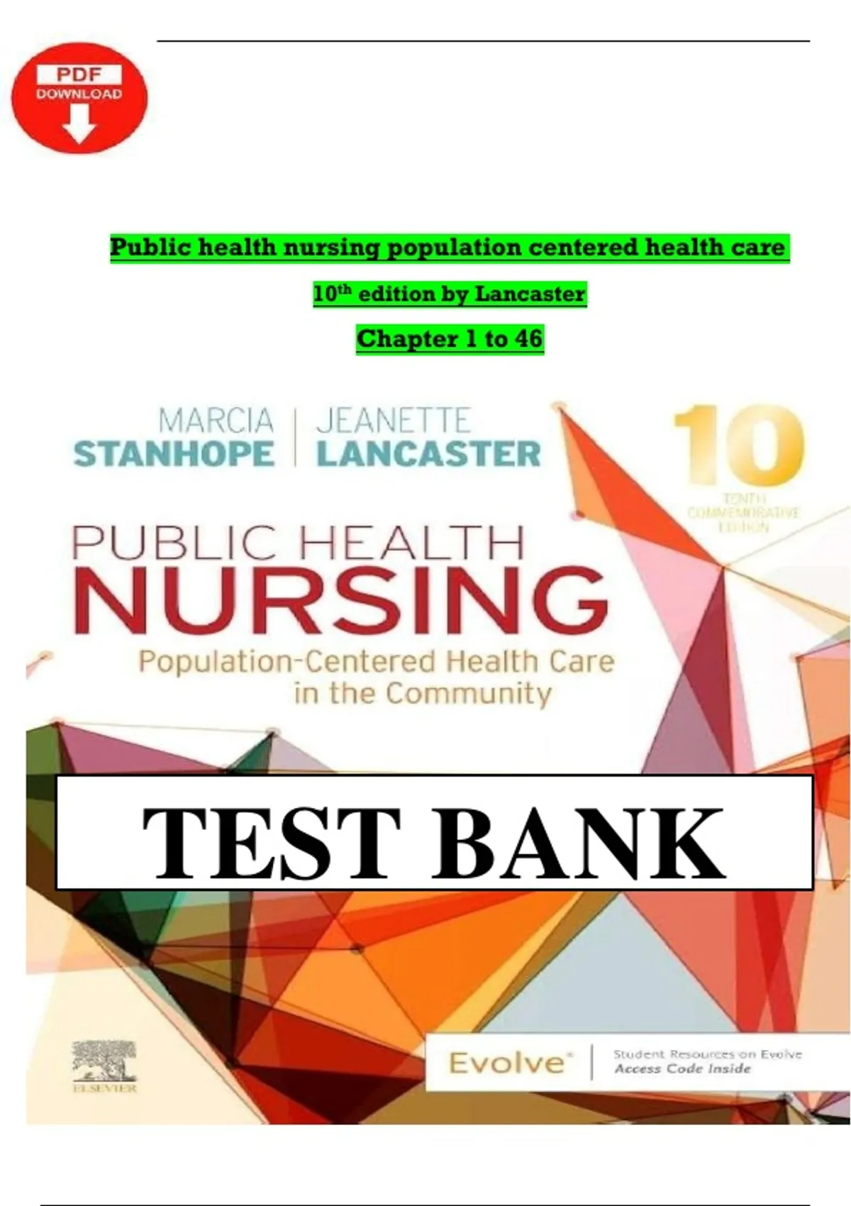 Test Bank for Public Health Nursing: Population-Centered Health Care in ...