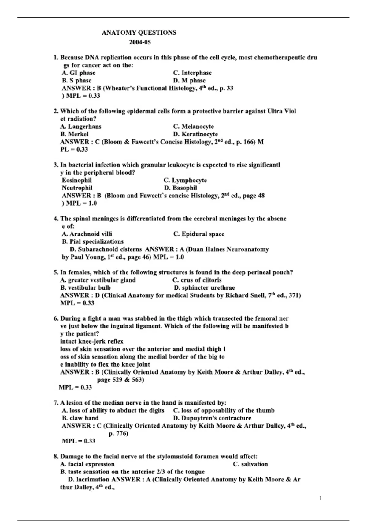 ANATOMY QUESTIONS: Comprehensive Review for Histology, Neuroanatomy ...