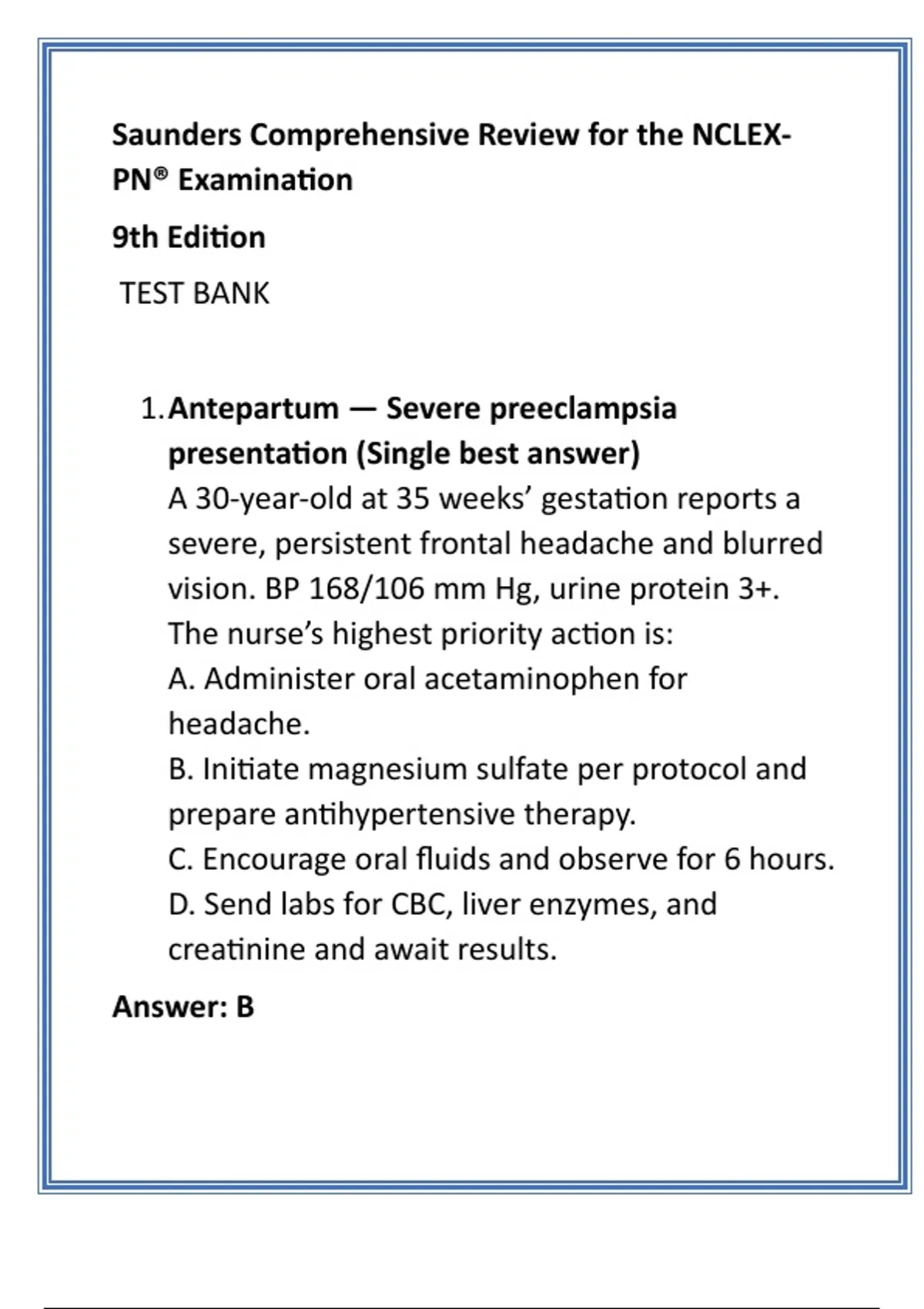 Maternity & Newborn NCLEX Practice — 20 Questions, Complete Rationales ...