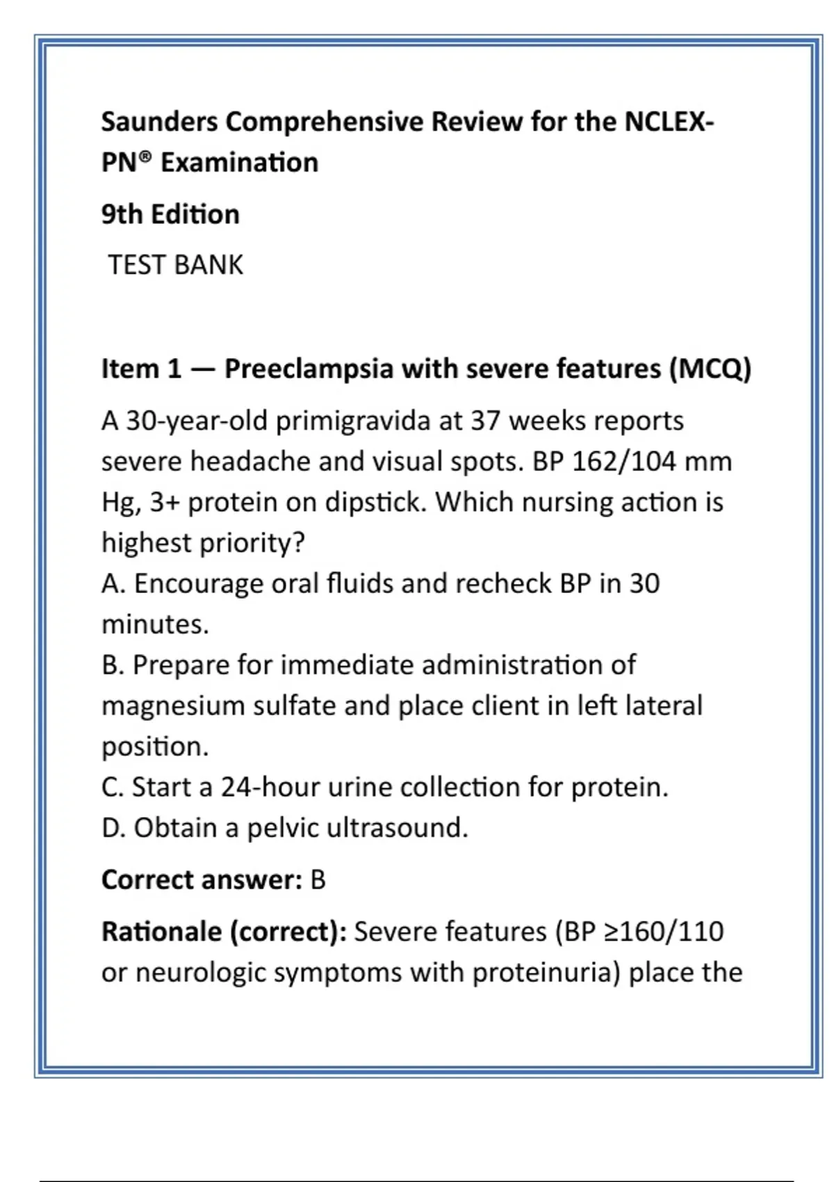 NCLEX Maternity & Newborn 250+ MCQs — Saunders-Based NCLEX/NGN Practice ...
