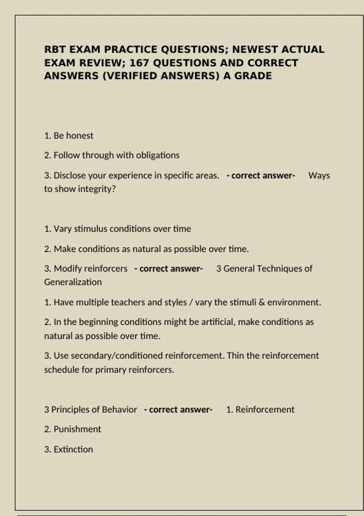Registered Behavior Technician (RBT) Exam Practice Questions – Verified ...