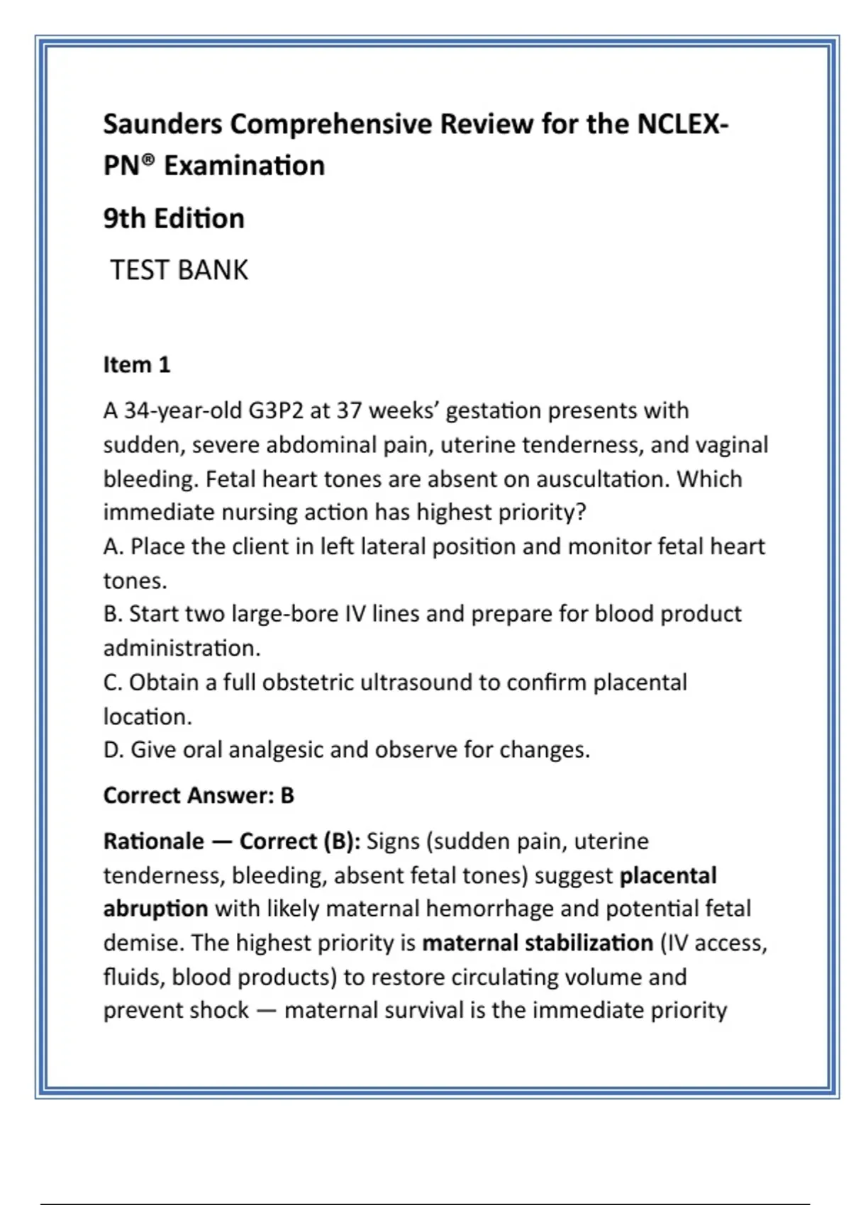 NCLEX/NGN Maternity & Newborn 20-Item Practice Set — Saunders-Aligned ...