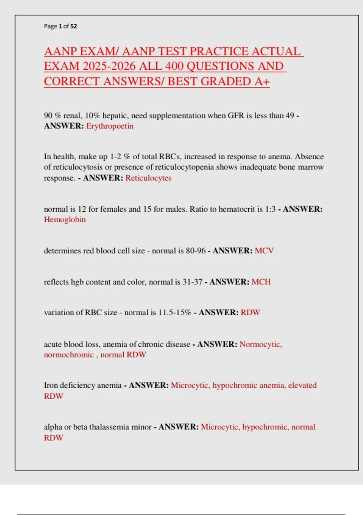 EXAM BUNDLE | AANP EXAM WITH COMPLETE QUESTIONS AND WELL VERIFIED ...