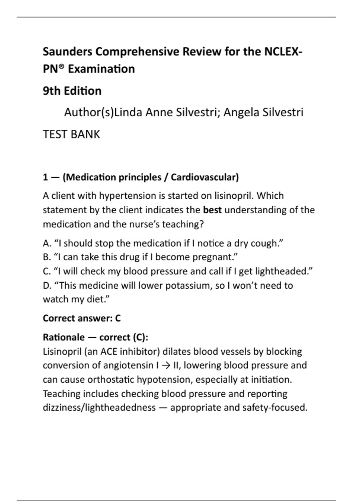 Saunders NCLEX-RN Pharmacology Review | 2025 Test Bank + NGN Questions ...