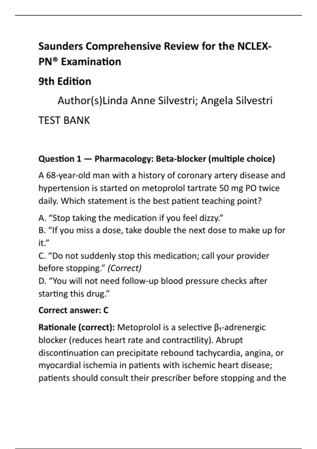 Saunders NCLEX-RN Pharmacology Test Bank 2025 | 200+ NGN & NCLEX-Style ...