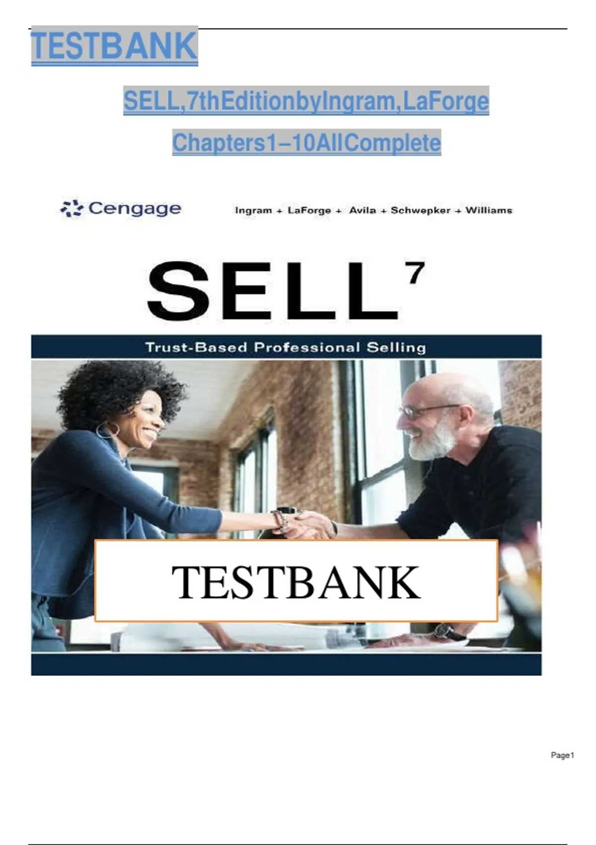 Test Bank for Sell 7th Edition by Thomas N. Ingram, Raymond W. LaForge ...