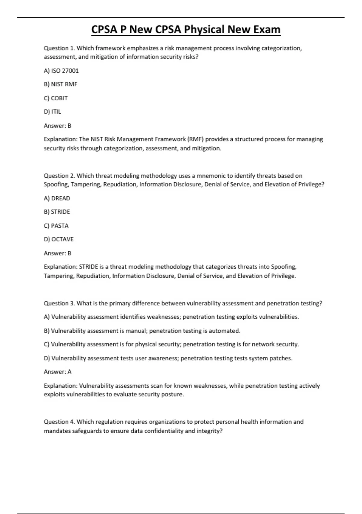 CPSA P New CPSA Physical New Exam - Computer - Stuvia US