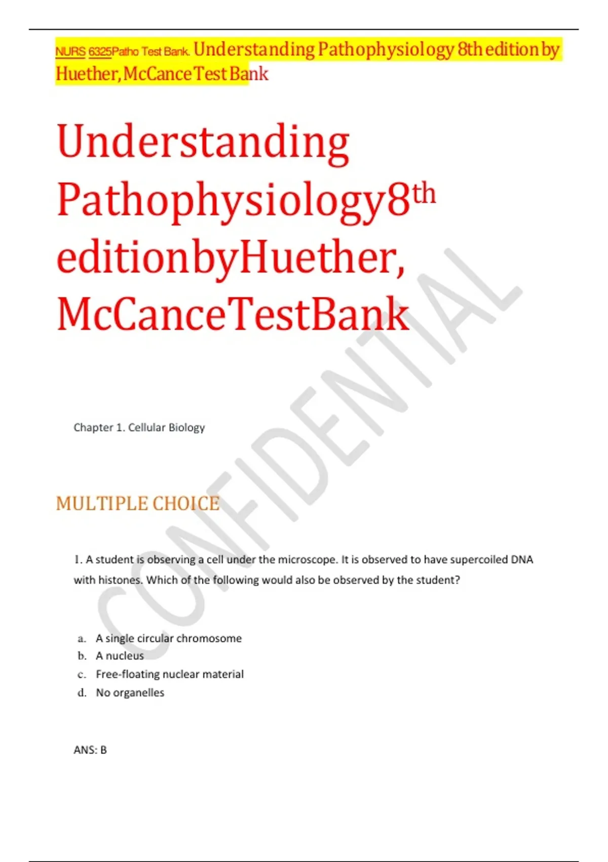 Understanding Pathophysiology 8th edition by Huether, McCance Test Bank ...