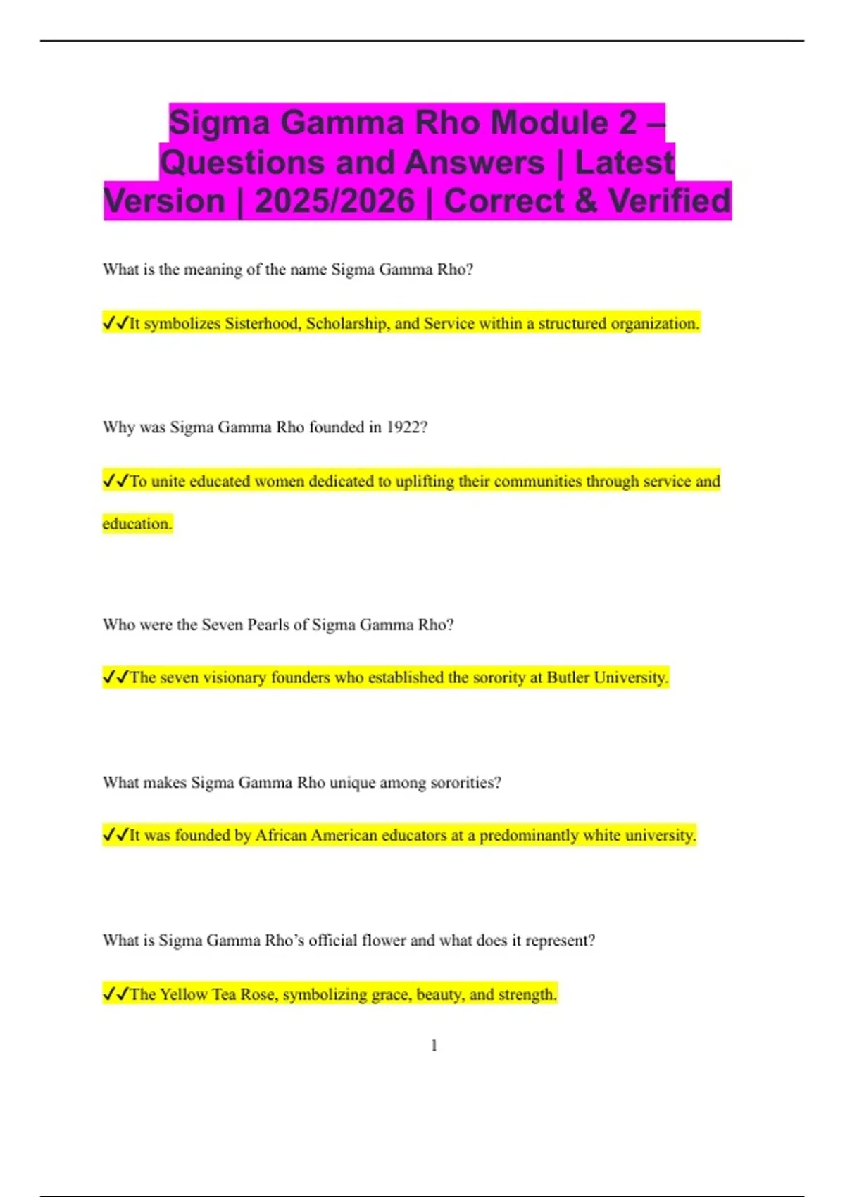 Sigma Gamma Rho Module 2 – Questions and Answers | Latest Version ...